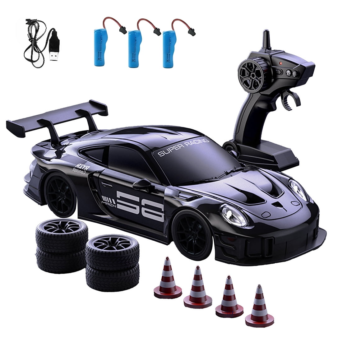 1/20 Scale 4WD RC Car with Dual Tire Sets, 2.4GHz Proportional Control ...