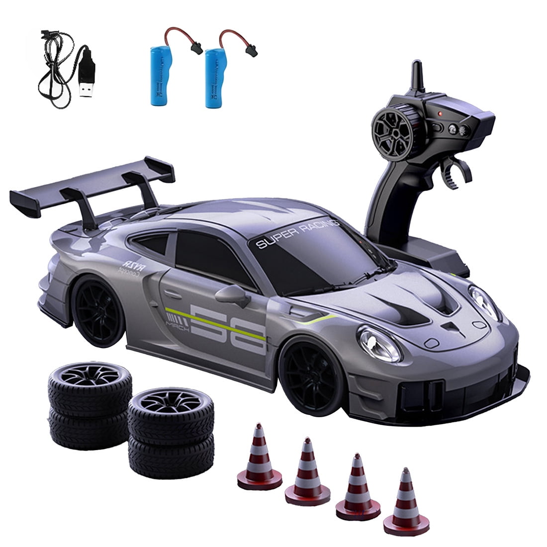 1/20 Scale 4WD RC Car with Dual Tire Sets, 2.4GHz Proportional Control ...