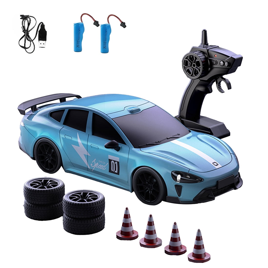1/20 Scale 4WD RC Car with Dual Tire Sets, 2.4GHz Proportional Control ...