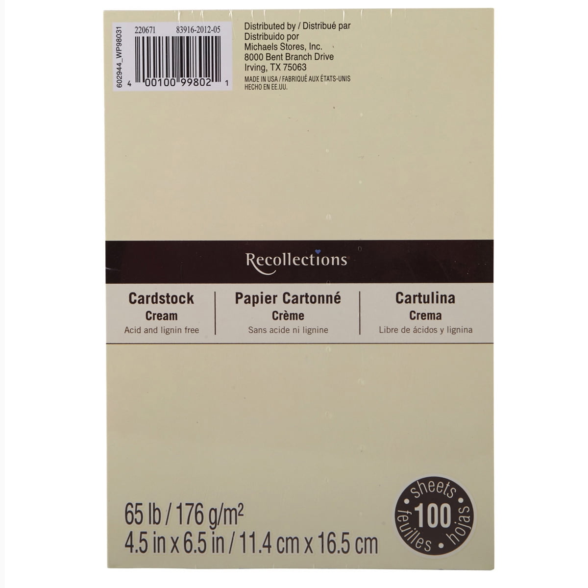 1,200 Sheets Cream 4.5" x 6.5" Cardstock Paper by Recollections - Acid ...