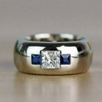 3.00Ct Emerald Cut Lab-Created Sapphire Men's Ring 14K White Gold ...
