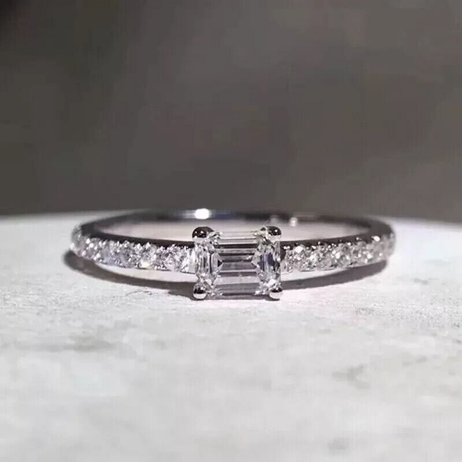 1.20Ct Emerald Cut Lab-Created Diamond Women Wedding Ring 14K White ...