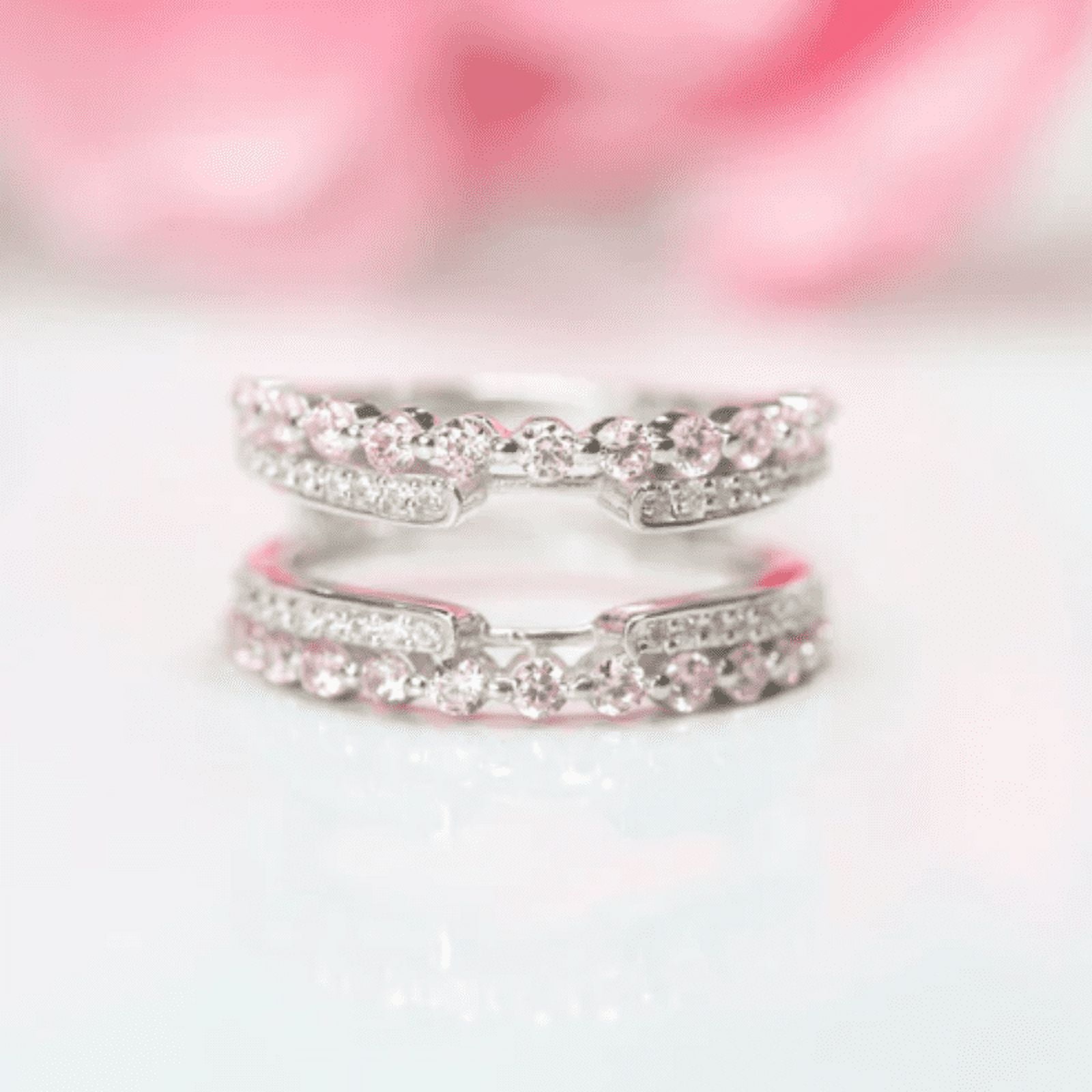 1.20Ct. Pink Sapphire and White Diamond Ring Guard- Cathedral Ring ...