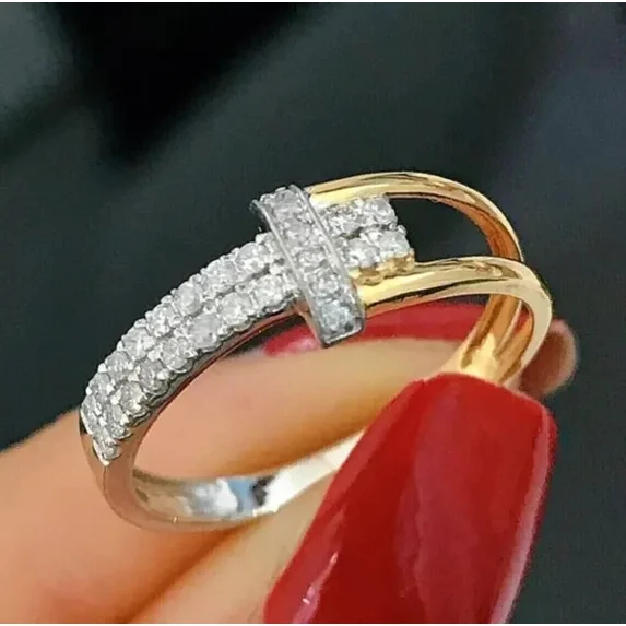 1.20Ct Round Cut Simulated Diamond Wedding Ring 14k Yellow Gold Plated ...