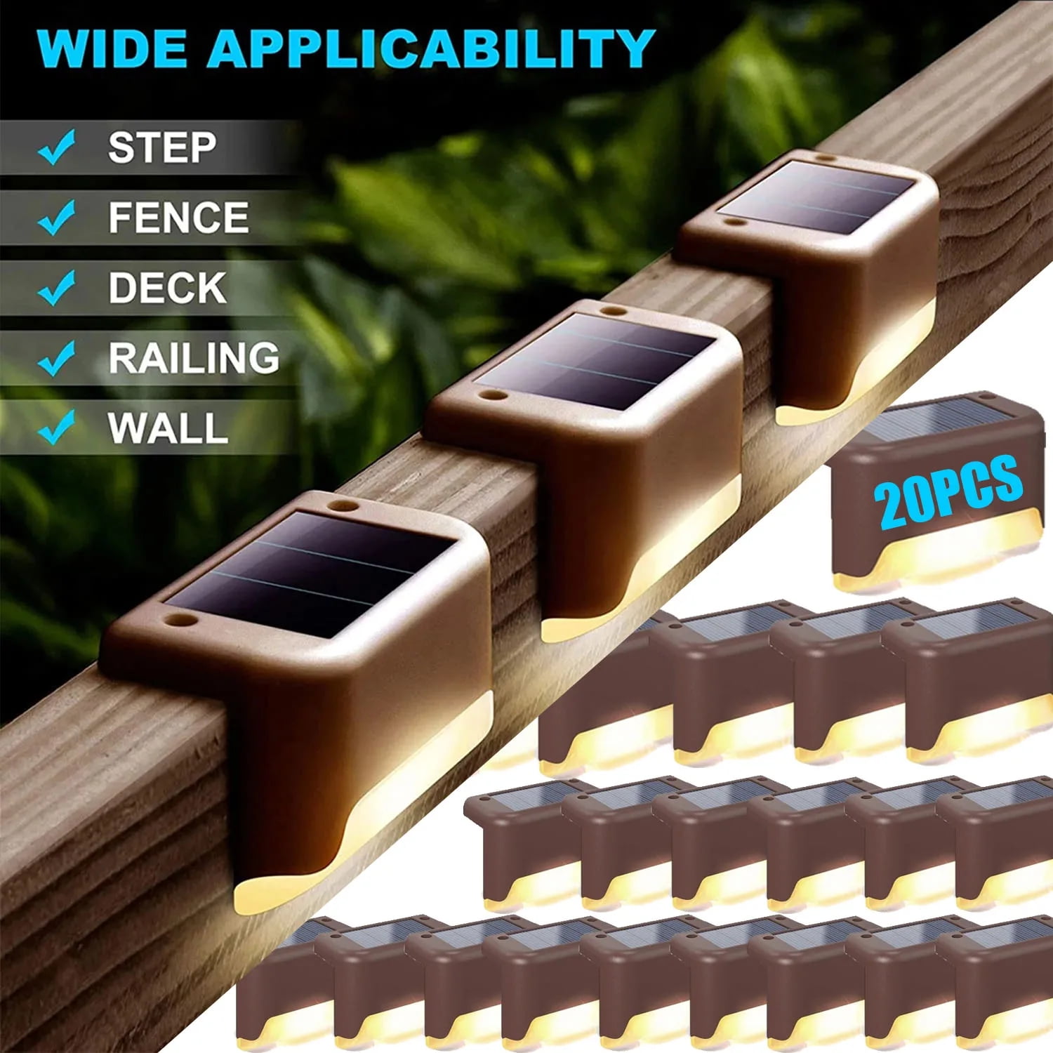 1~20PCS Solar Deck Light Outdoor IP65 Waterproof Solar Power Garden ...