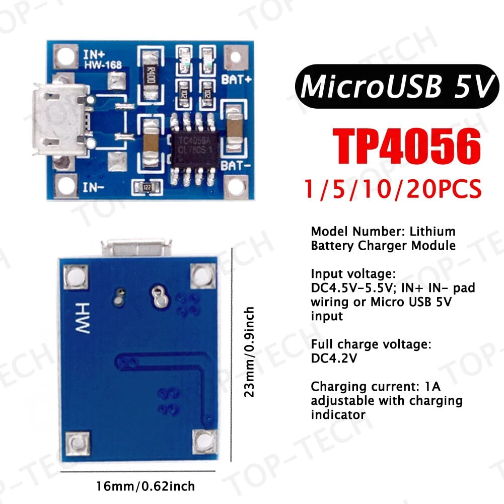 1-20PCS Type-c/Micro USB /Mini USB 5V 1A 18650 TP4056 Lithium Battery ...