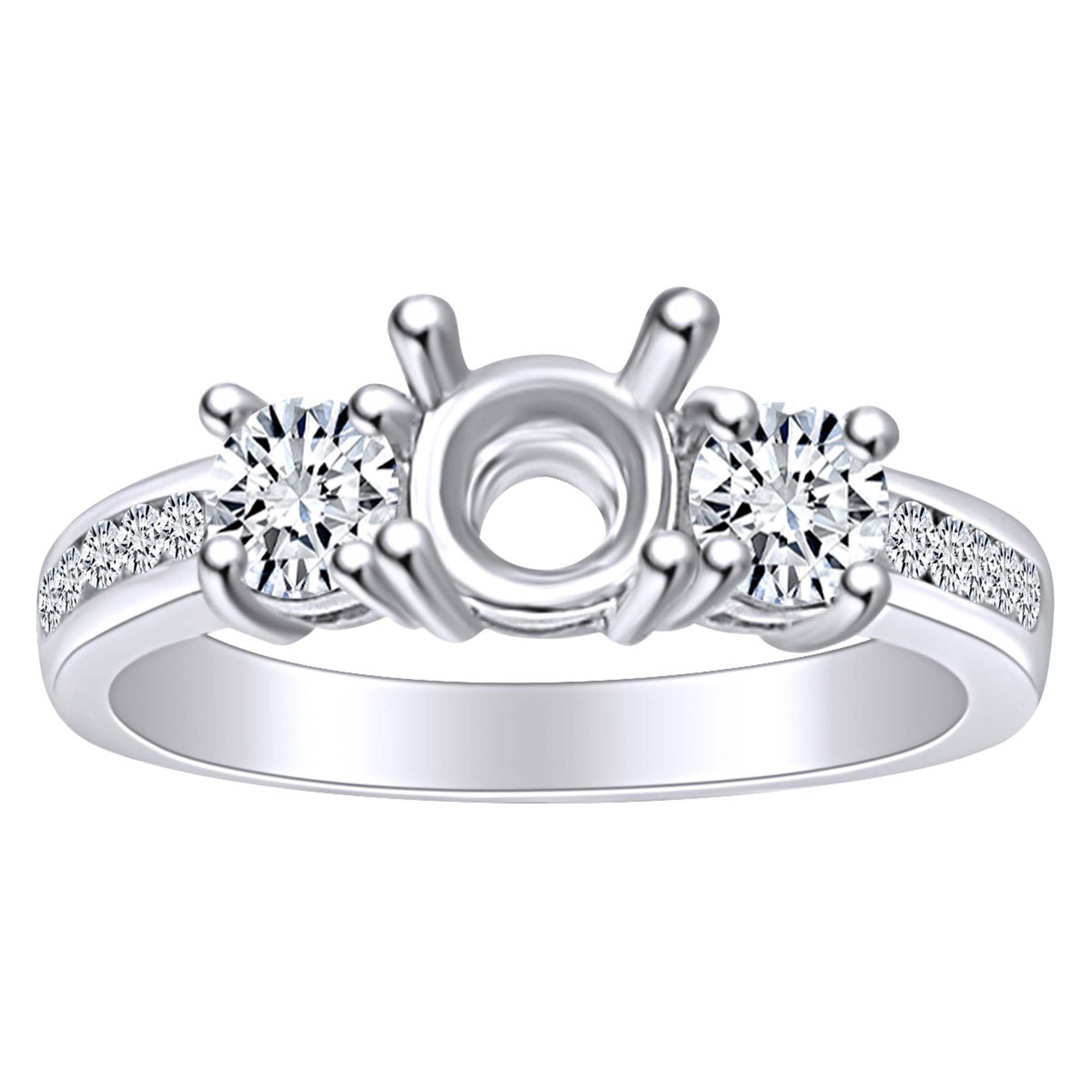 AFFY 1.22 Carat (Ctw) Round Shape White Natural Diamond Semi Mount ...