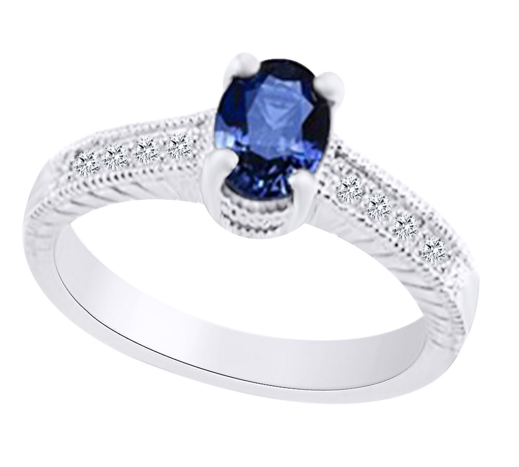 AFFY (1.23ct) Simulated Blue Sapphire & White Diamond Vintage Style ...