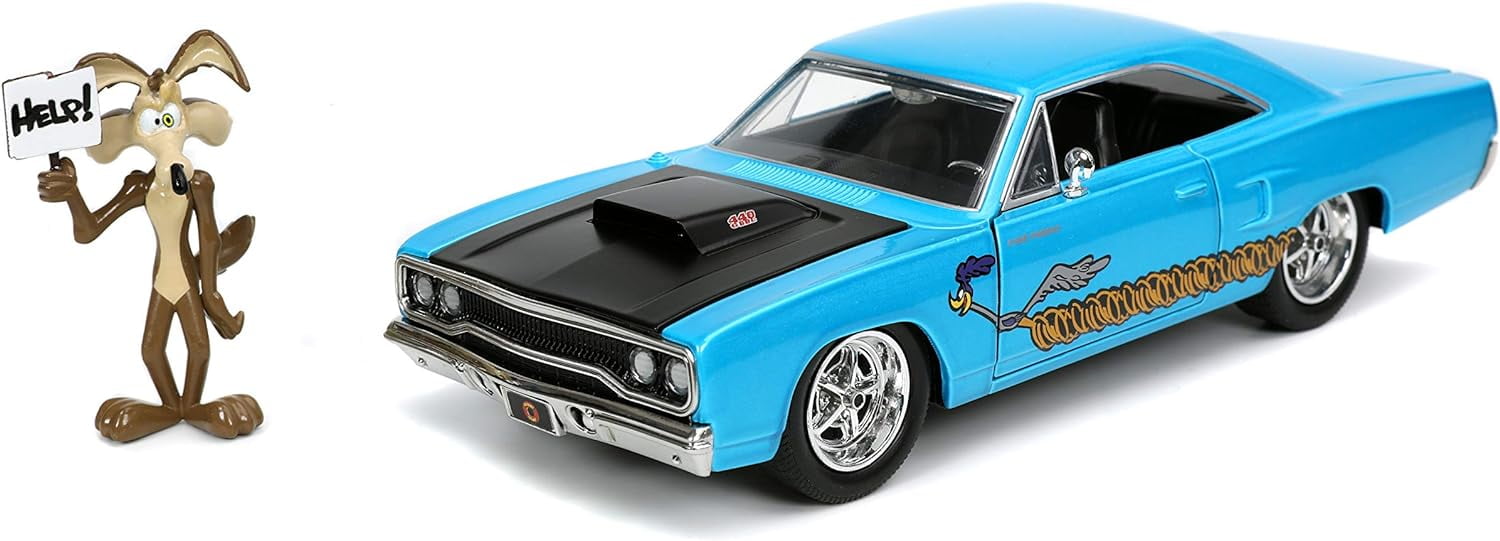 1:24 Diecast 1970 Plymouth Roadrunner with Wile E Coyote Figure ...