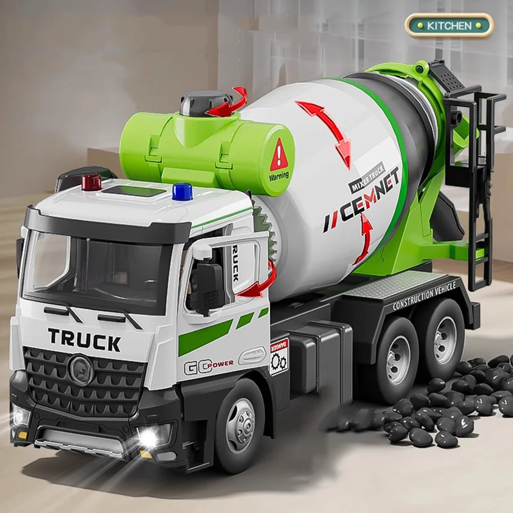 1/24 Electric Mixer Truck Toys Model Car Alloy Diecast Engineering ...