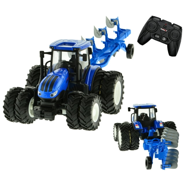 1:24 Korody Large Remote Control RC Farm Tractor Toy, 8-Wheel DieCast ...