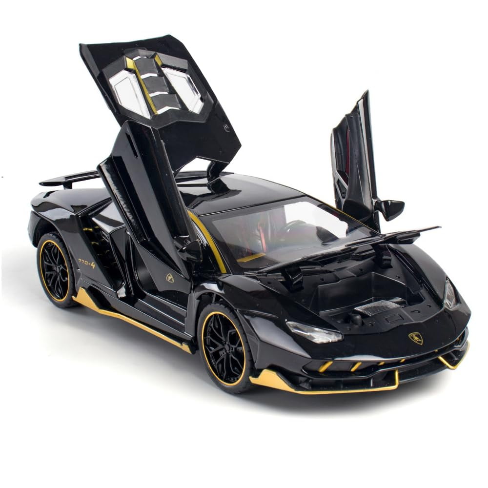 1:24 Lambo Sports Race Car - Alloy Diecast with Sound & Light, Black ...