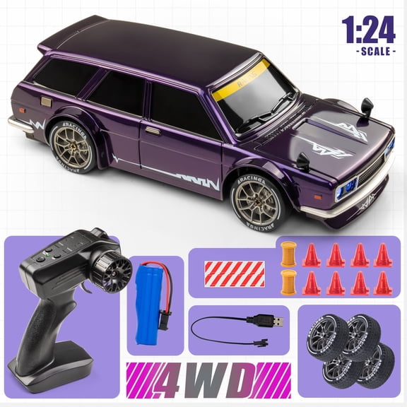 RC Drift Car, 1:24 Scale Remote Control Vehicle with LED Lights, 2.4GHz ...