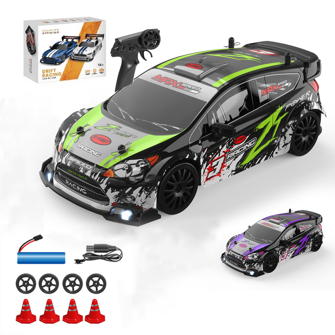 1/24 Scale 4WD RC Drift Car, 2.4GHz Full Proportional Remote Control ...
