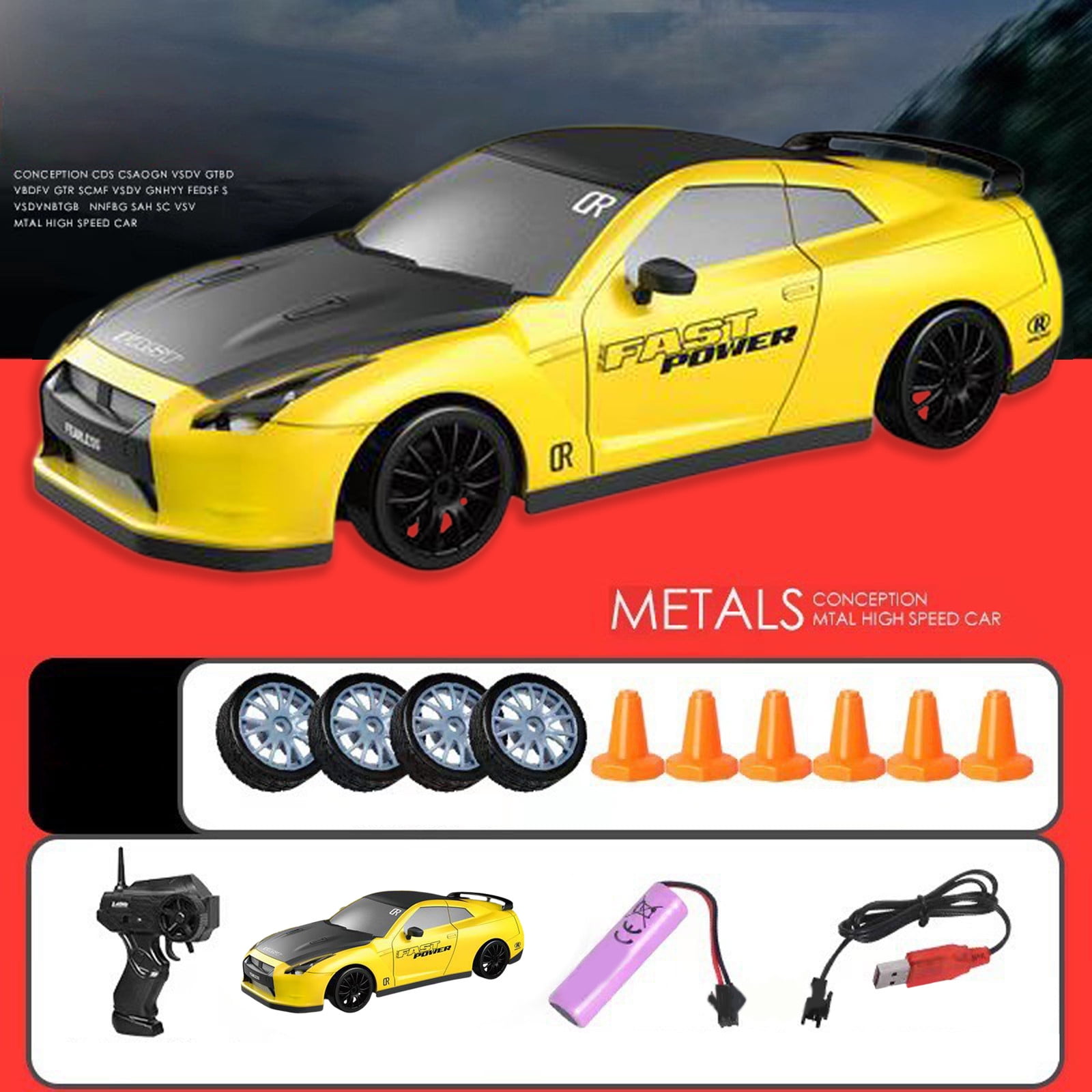 1:24 Scale 4WD RC Drift Car, High-Speed Remote Control Racing Toy for ...