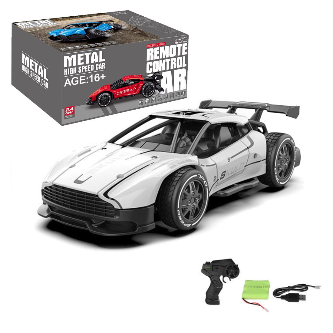 1:24 Scale Alloy RC Car, 15+ KM/H High-Speed 2.4GHz 4-Channel Remote ...