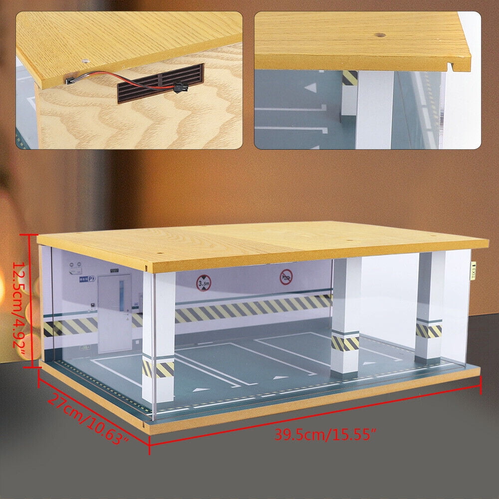 1/24 Scale Car Garage Model Diorama Parking Lot Scenery Display Box w ...