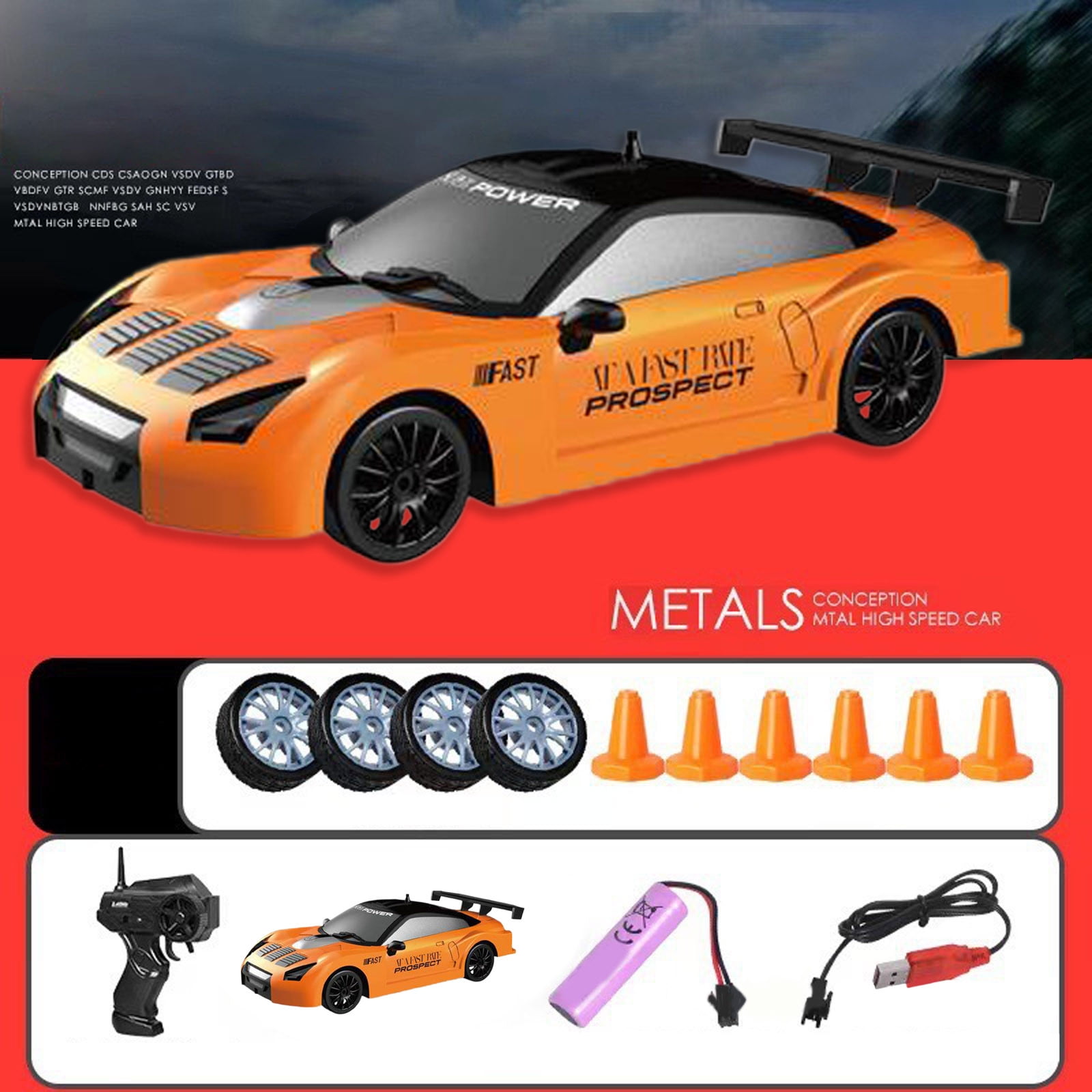 1:24 Scale High Speed 4WD RC Racing Car 2.4 Remote Control Drift Toy ...