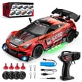1:24 Scale Neon Style 4WD RC Drift Car with Underglow Ambient Lights, 2 ...