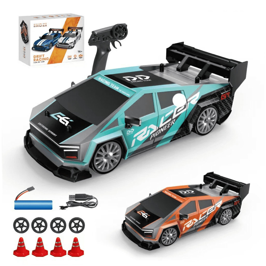 1/24 Scale RC Drift Car, 2.4G Full Proportional 4WD Remote Control ...
