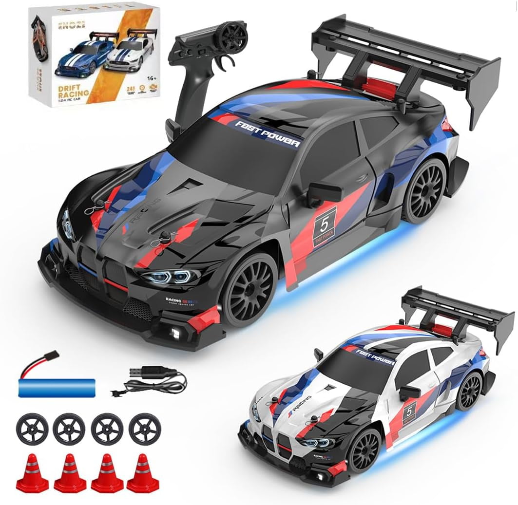 1:24 Scale RC Drift Car with LED Lights, 4WD Electric Remote Control ...