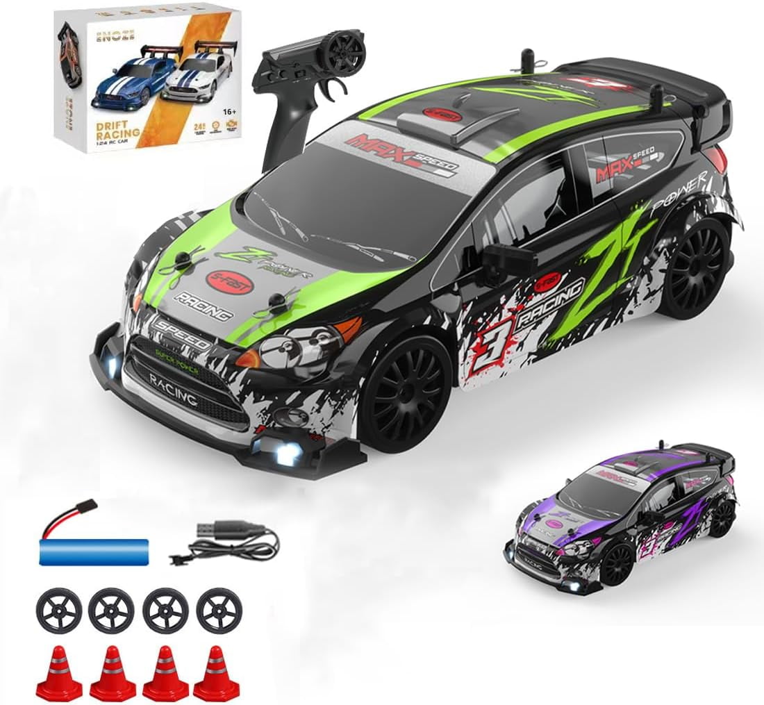1:24 Scale RC Drift Car with LED Lights, 4WD Electric Remote Control ...