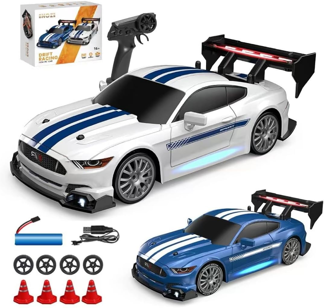 1:24 Scale RC Drift Car with LED Lights, 4WD Electric Remote Control ...