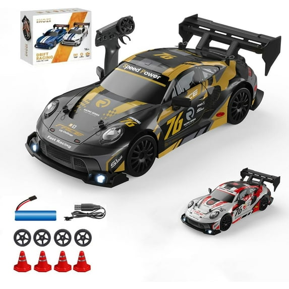 1:24 Scale RC Drift Car with LED Lights, 4WD Electric Remote Control ...