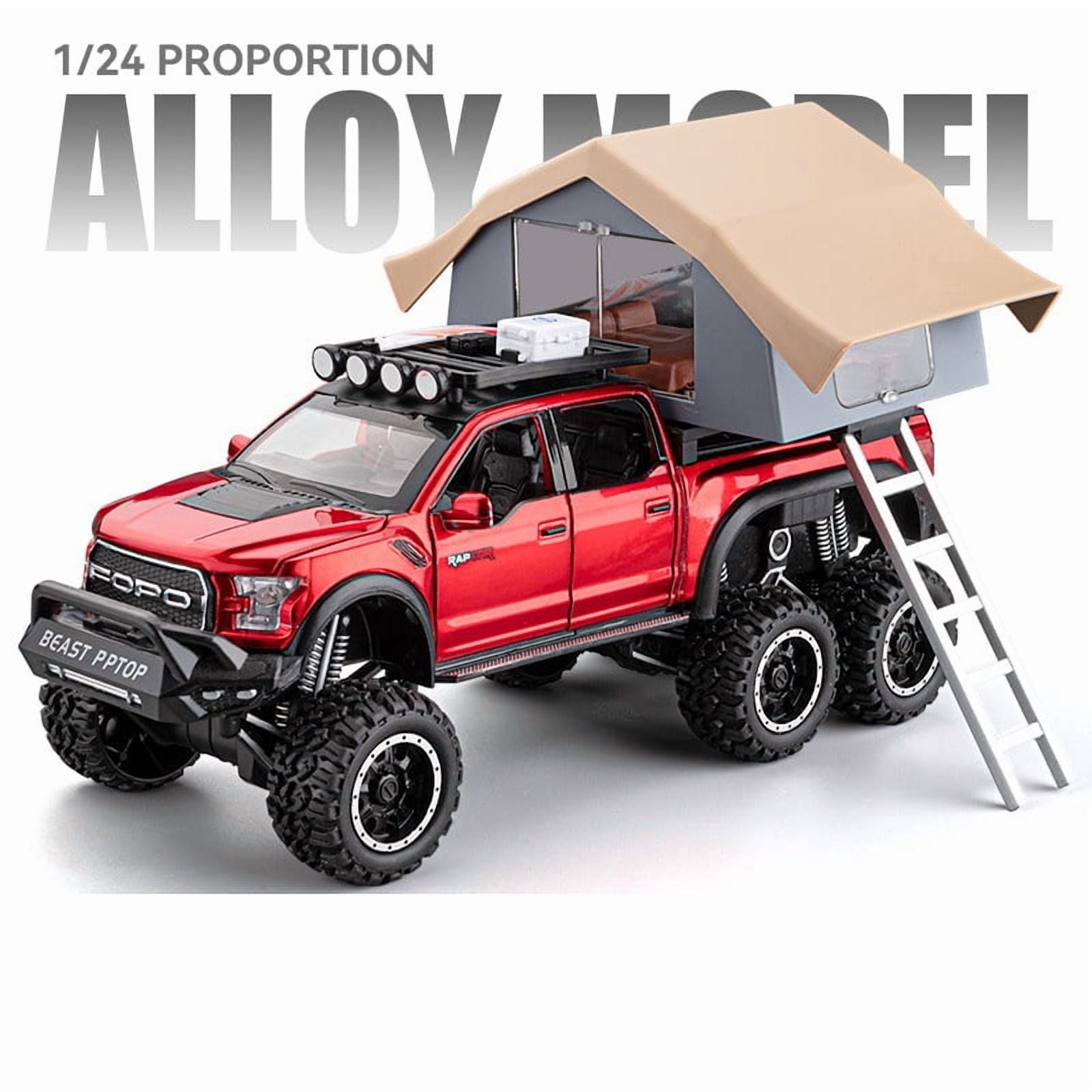 1/24 Scale Raptor F150 Alloy Cars Models Toys 6 Doors Opened Camping RV ...