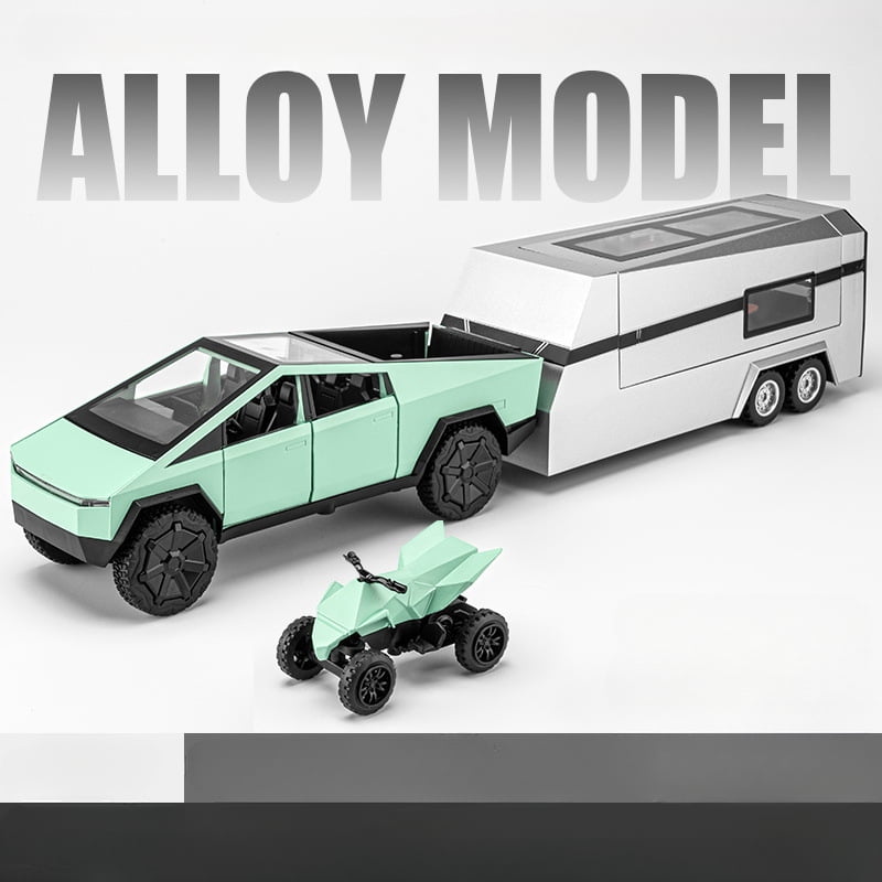 1:24 Tesla Cybertruck Pickup Trailer Alloy Car Model Diecasts Metal Toy ...