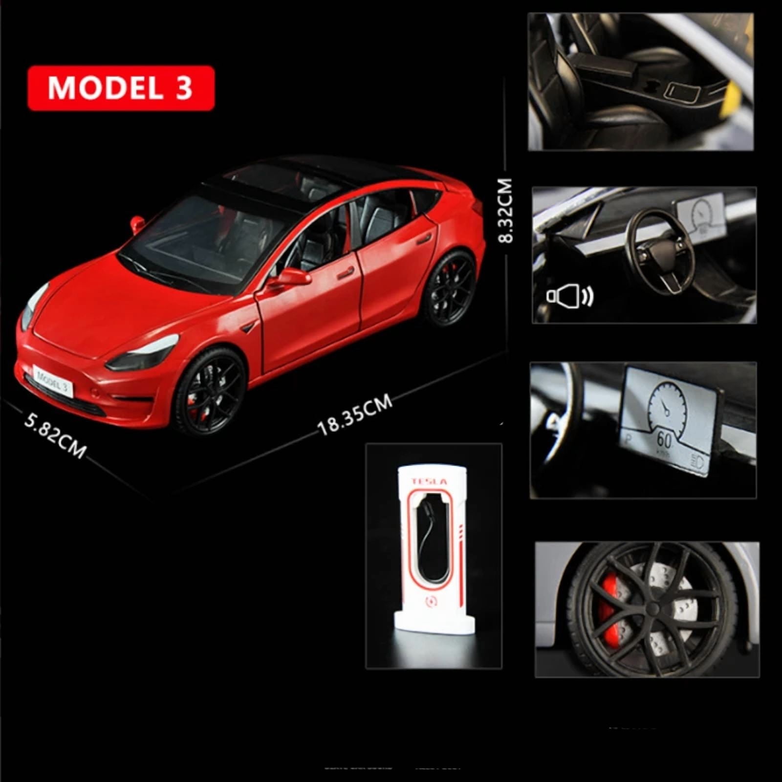 1:24 Tesla Model 3 Model Y Alloy Car Model Diecast Metal Toy Vehicles ...