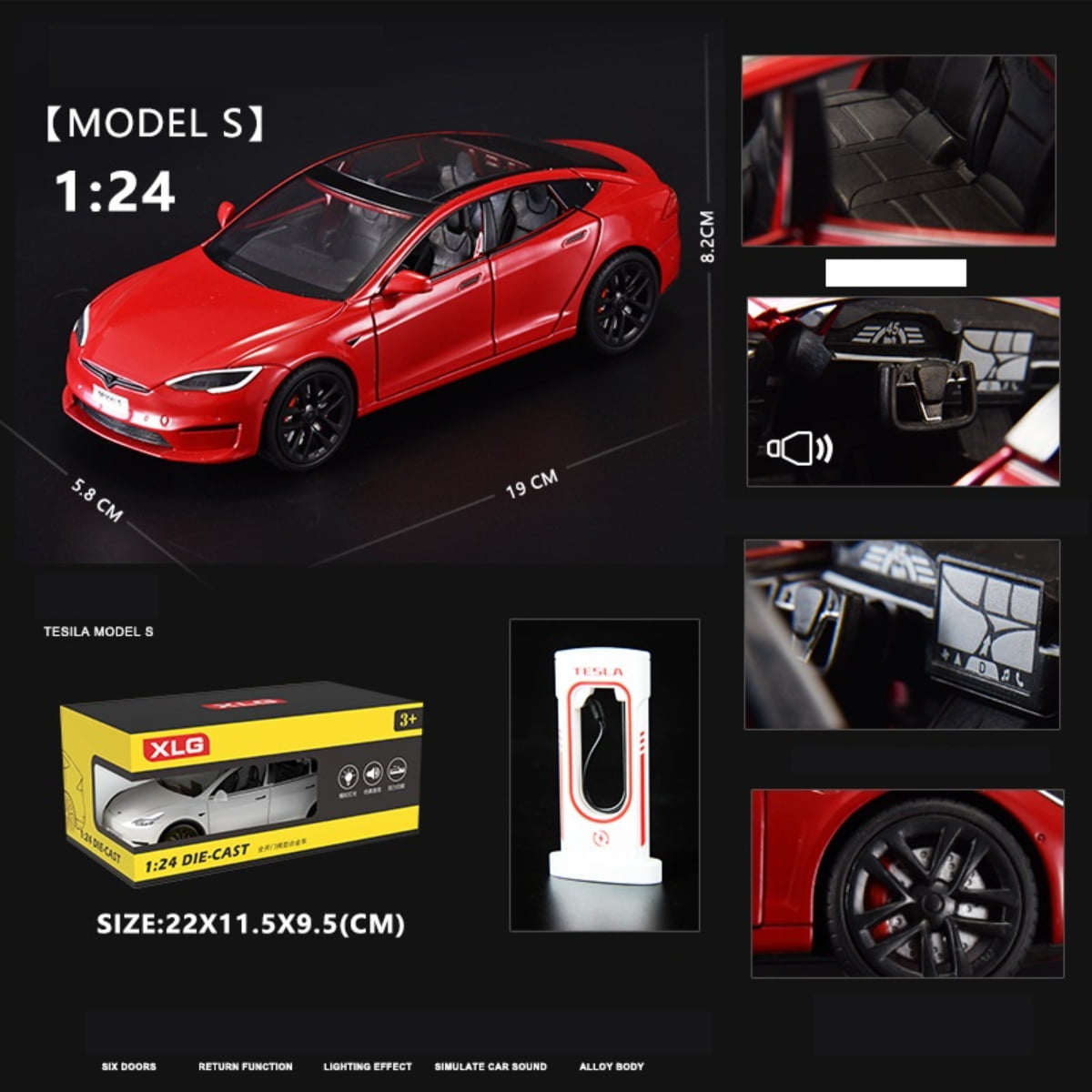 1:24 Tesla Model Alloy Car Model Diecast Metal Toy Vehicle Car Model ...