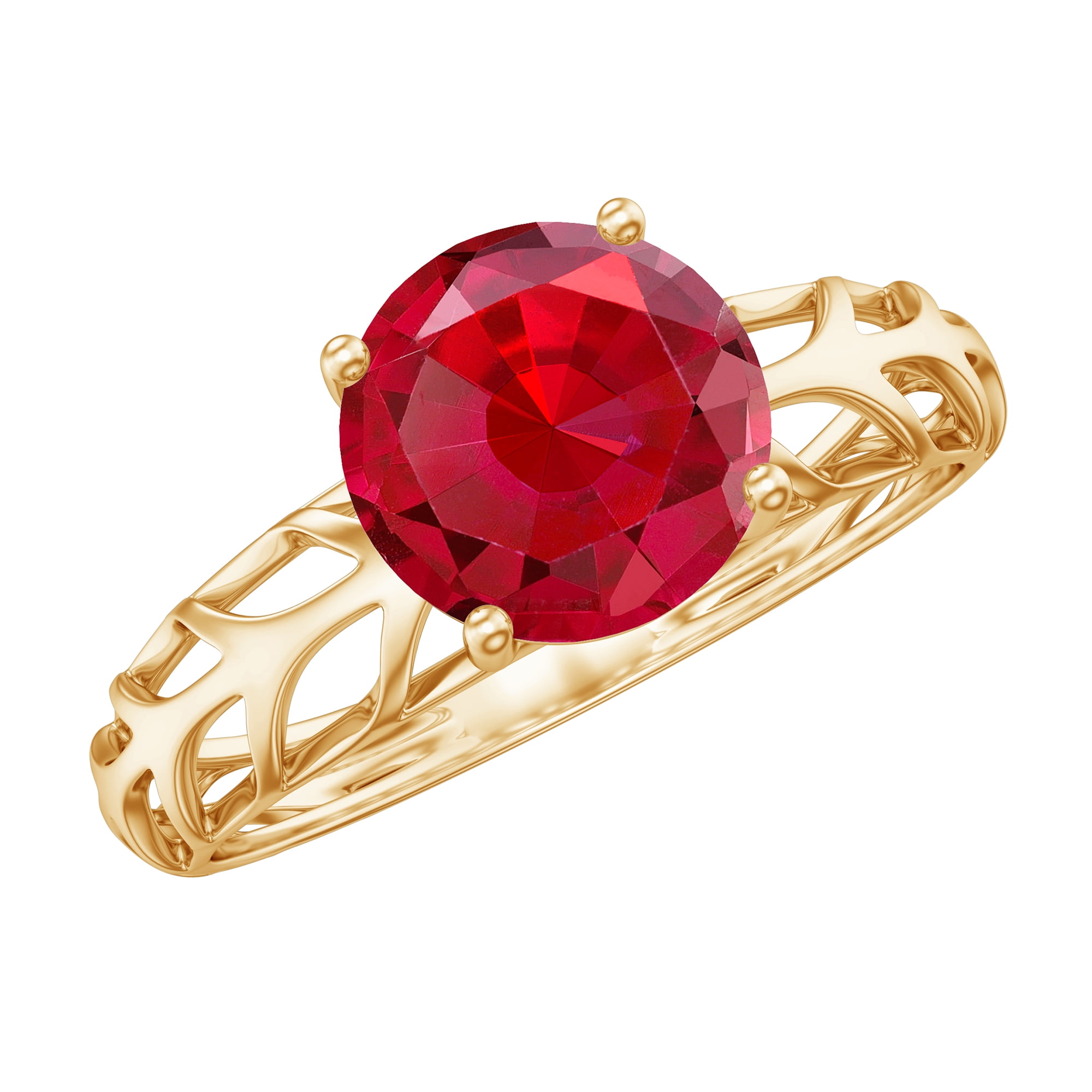 Rosec Jewels 1.25 CT Lab Created Ruby Ring, Solitaire Engagement Ring ...