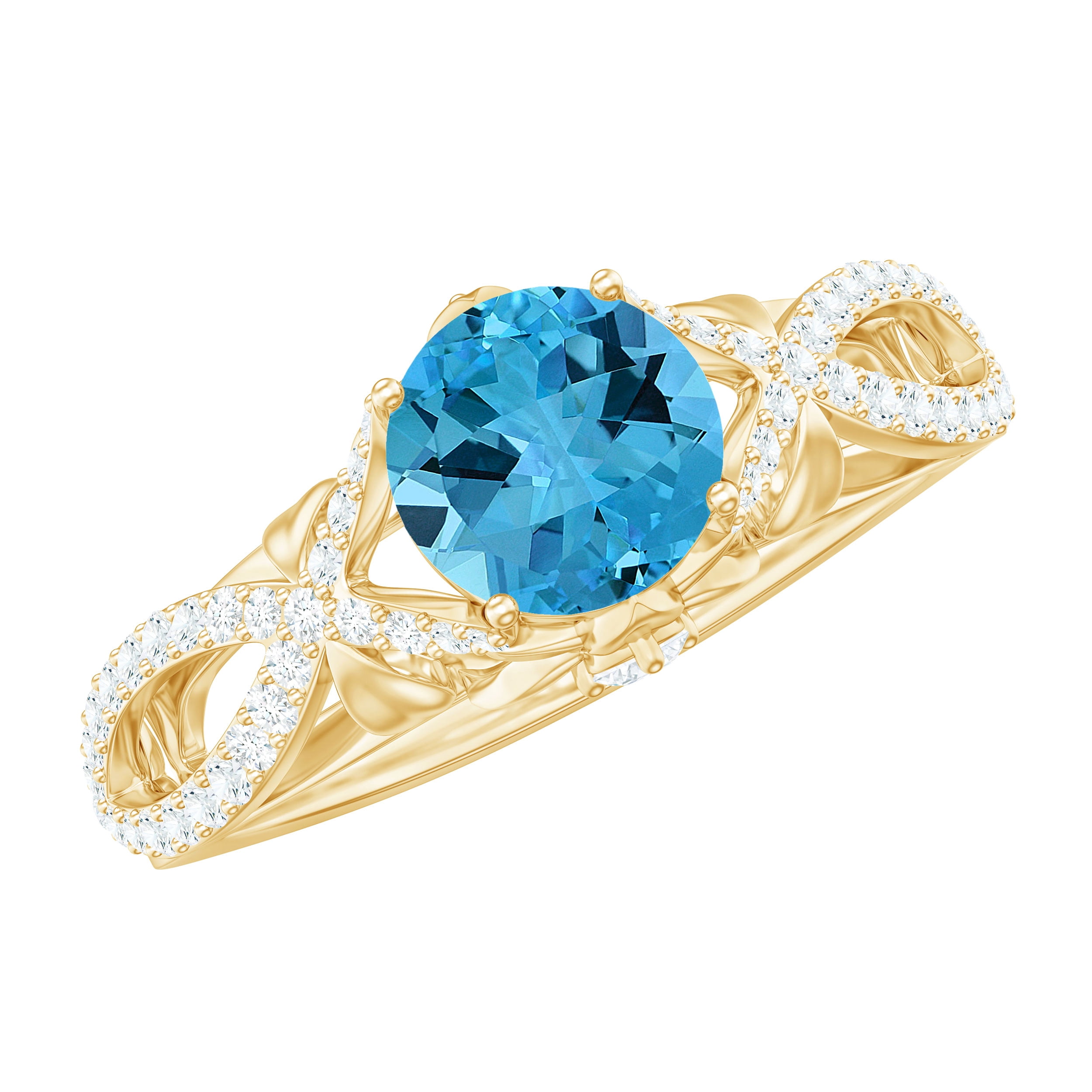 Rosec Jewels 1.25 CT Swiss Blue Topaz Solitaire and Diamond Milgrain ...