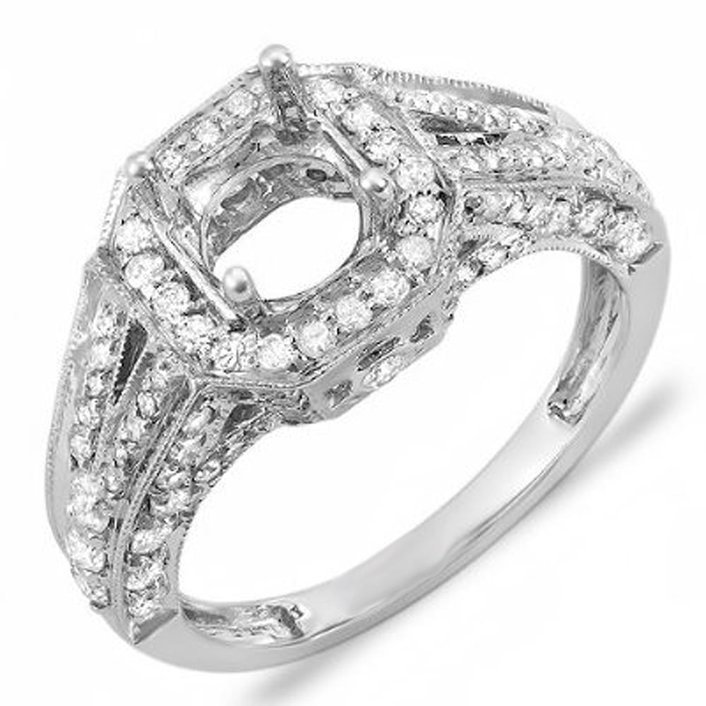 1.25 Carat (Ctw) 14k White Gold Round Diamond Ladies Bridal Semi Mount ...