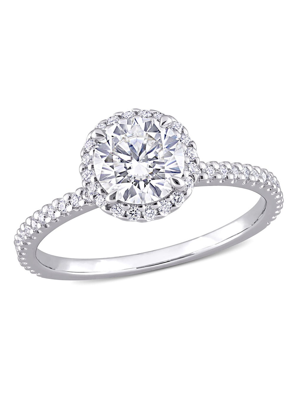1.25 Carat (Ctw) Lab-Created Round-Cut Moissanite Halo Engagement Ring ...