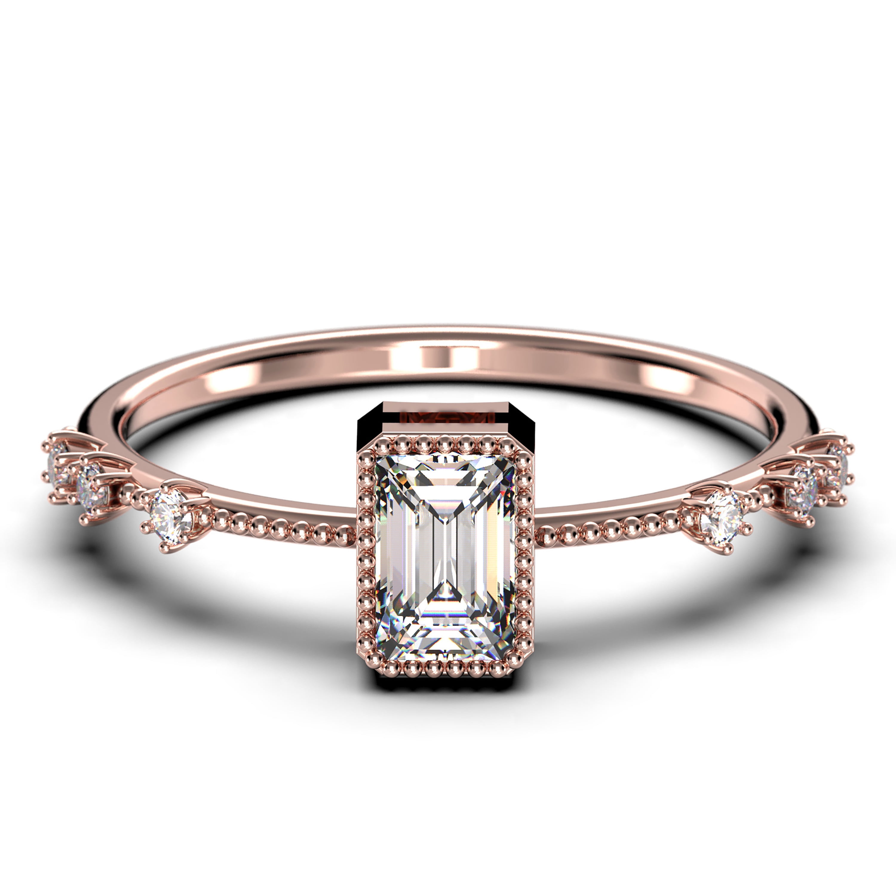 1.25 Carat Emerald Cut Diamond Moissanite Thin Engagement Ring, Slim ...