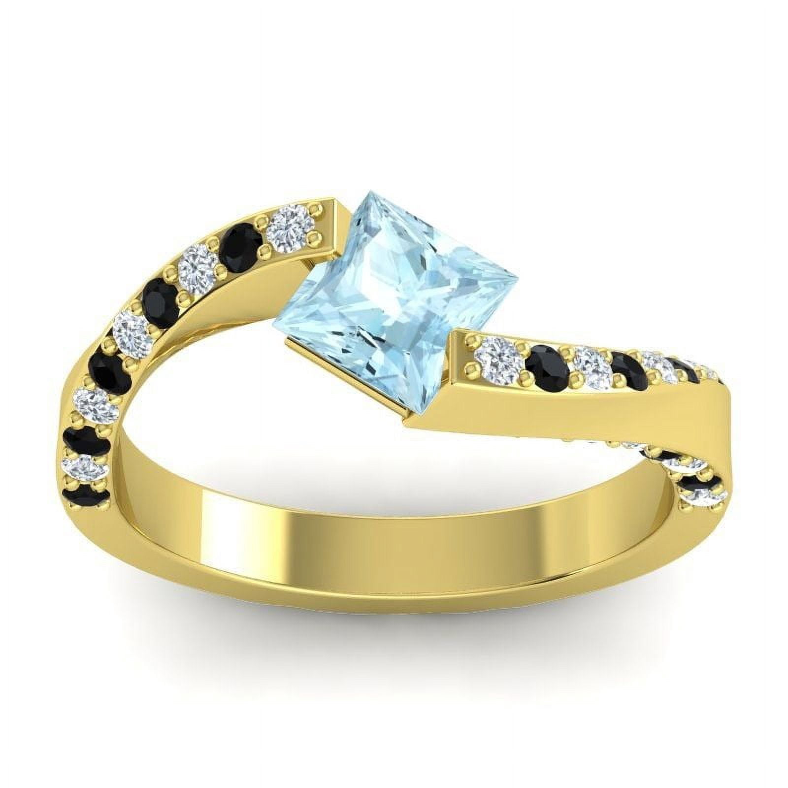 1.25 Ct Princess Cut Aquamarine & Black Onyx Gemstone Natural Diamond ...