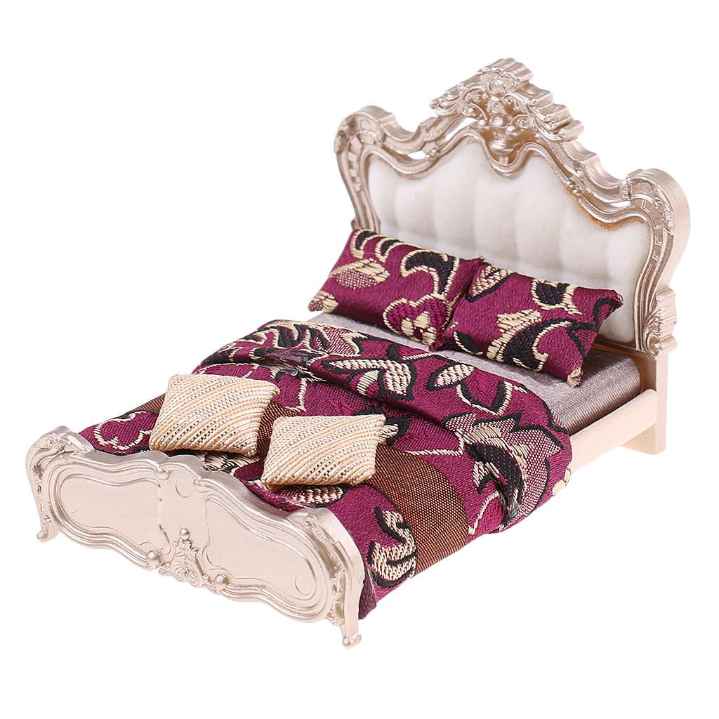 1/25 European Double Bed Model Doll House Bedroom Furniture Model ...
