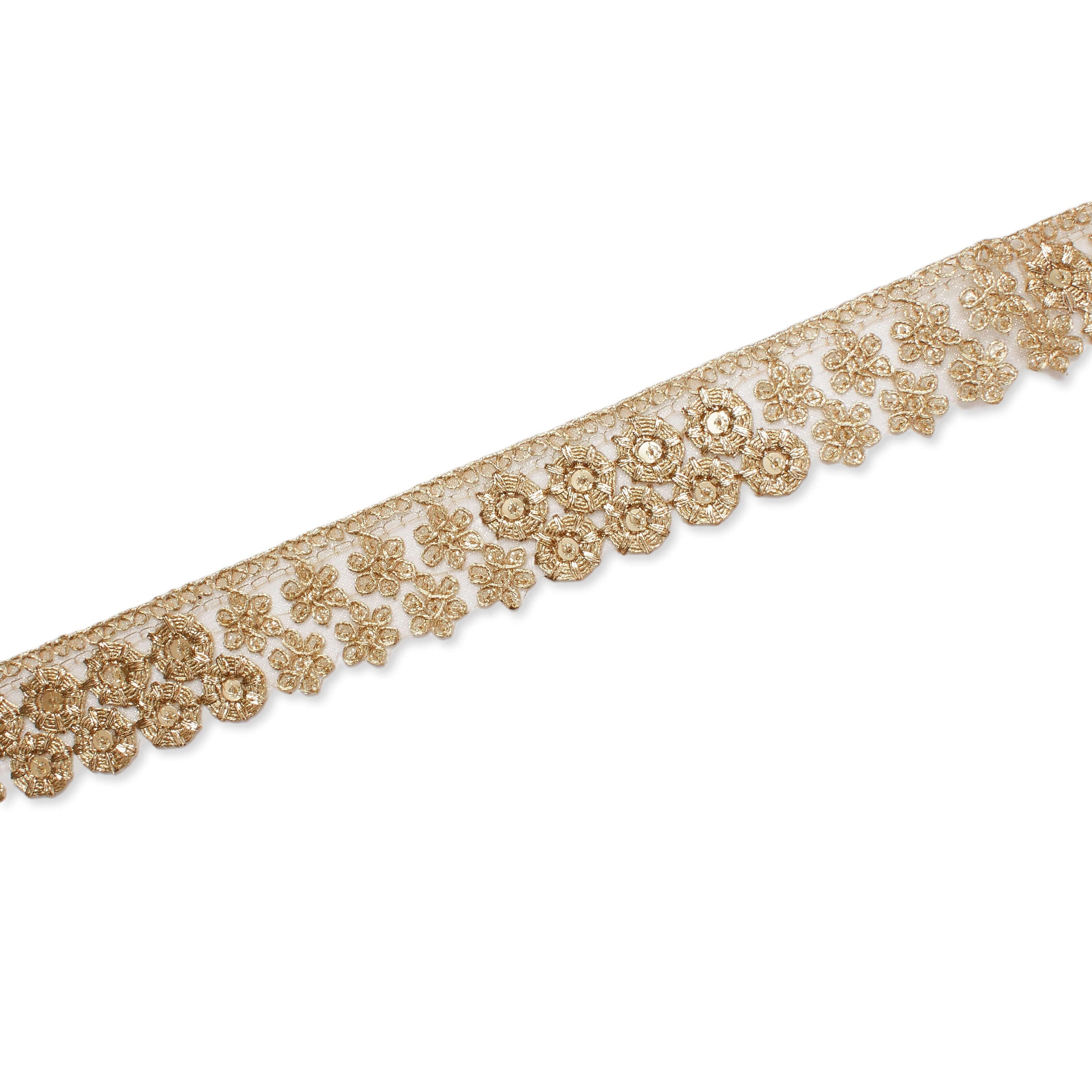 1.25 Inch Floral Corded Sequin Woven Mesh Polyester Trim for Sewing ...