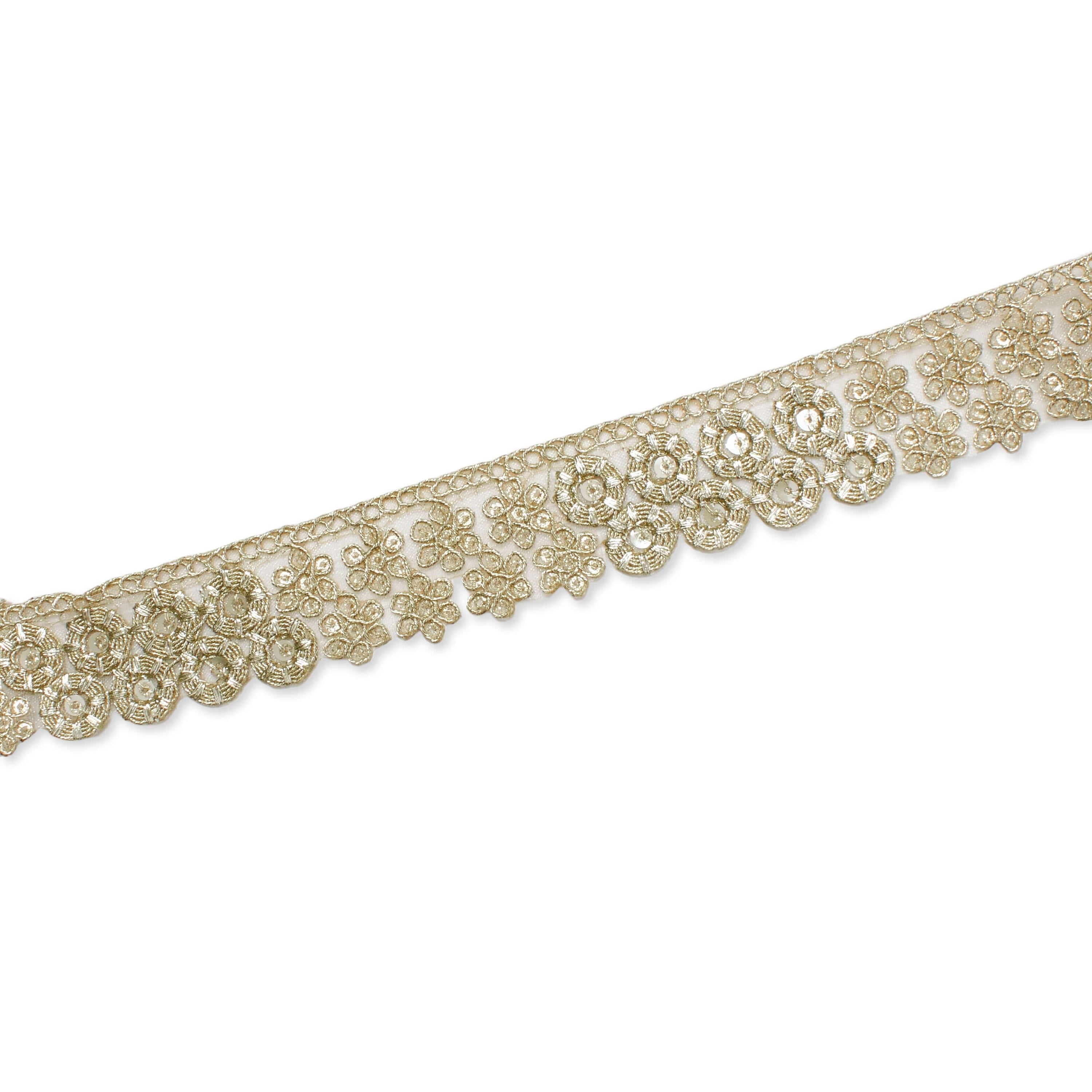 1.25 Inch Floral Corded Sequin Woven Mesh Polyester Trim for Sewing ...