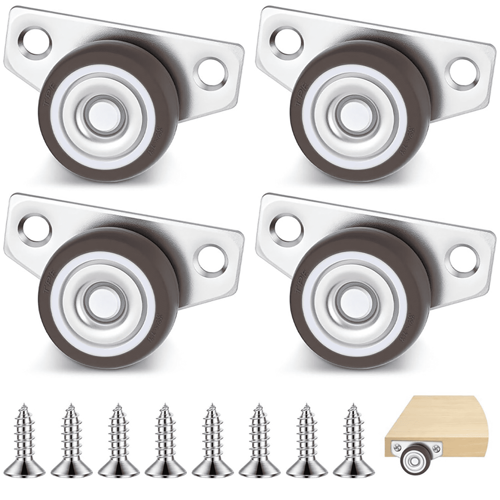 1.25 Inch Small Side Mount Caster Wheels, Mini Low Profile Casters Set ...