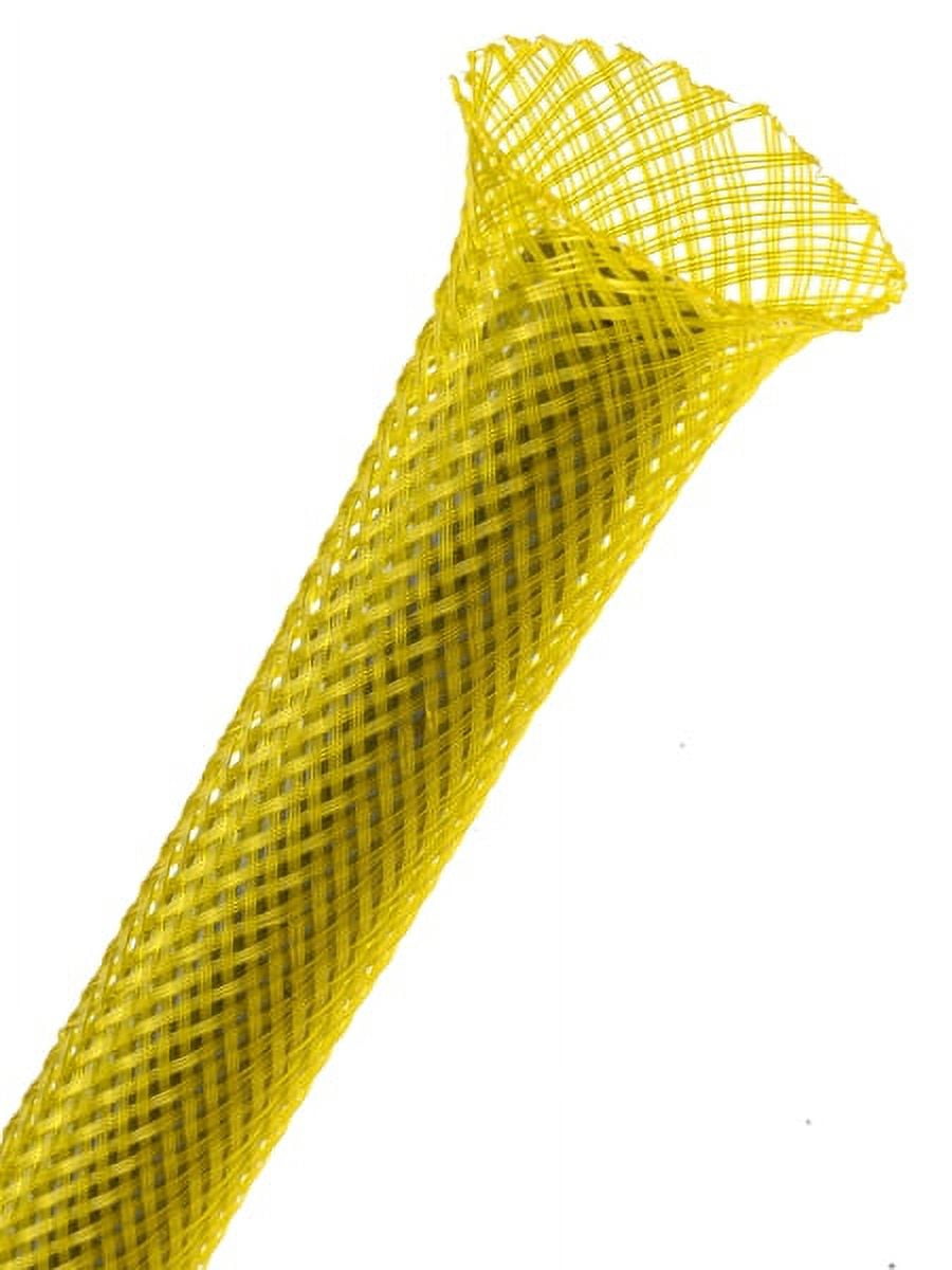 1.25" PET Expandable Braided Sleeving - Color: Yellow - Length: 10FT ...