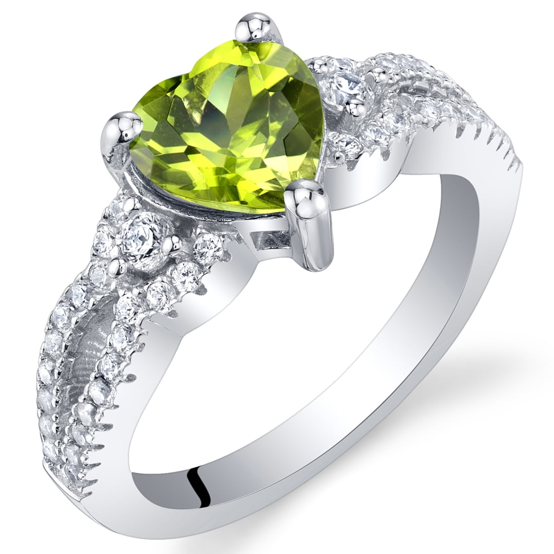 1.25 ct Heart Peridot Solitaire Ring in Sterling Silver - Walmart.com
