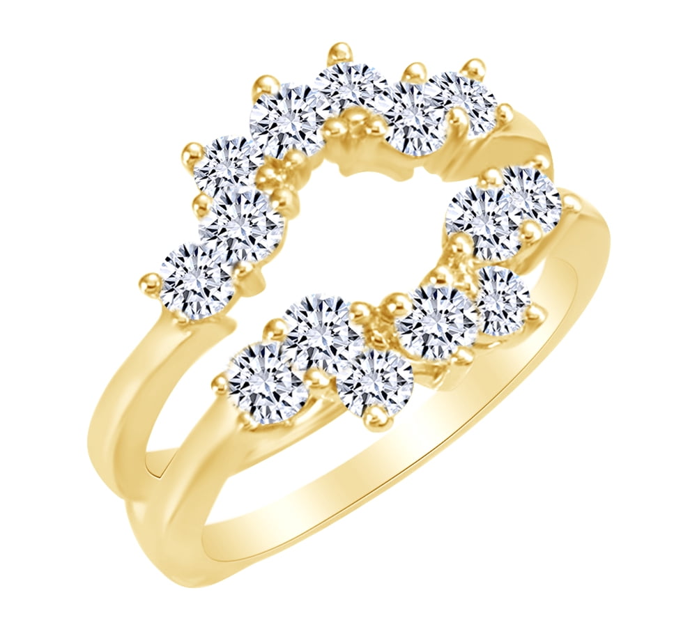 AFFY 1.25 ct White Natural Diamond Enhancer Guard Ring in 14k Yellow ...