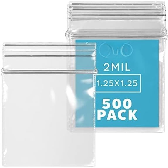 1.25 x 1.25 , 2 Mil Clear Reclosable Zip Bags, Case of 500 Brand ...