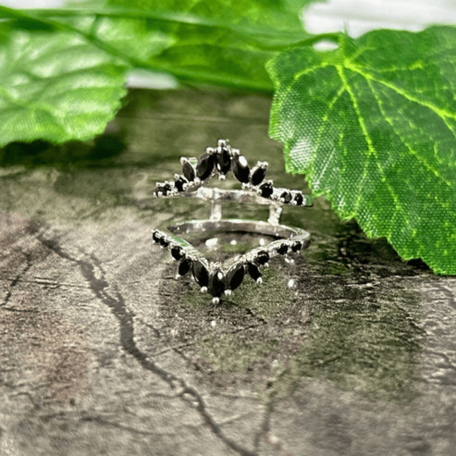 1.25Ct. Black Diamond Enhancer- Marquise Cut Wedding Band Guard in 925 ...