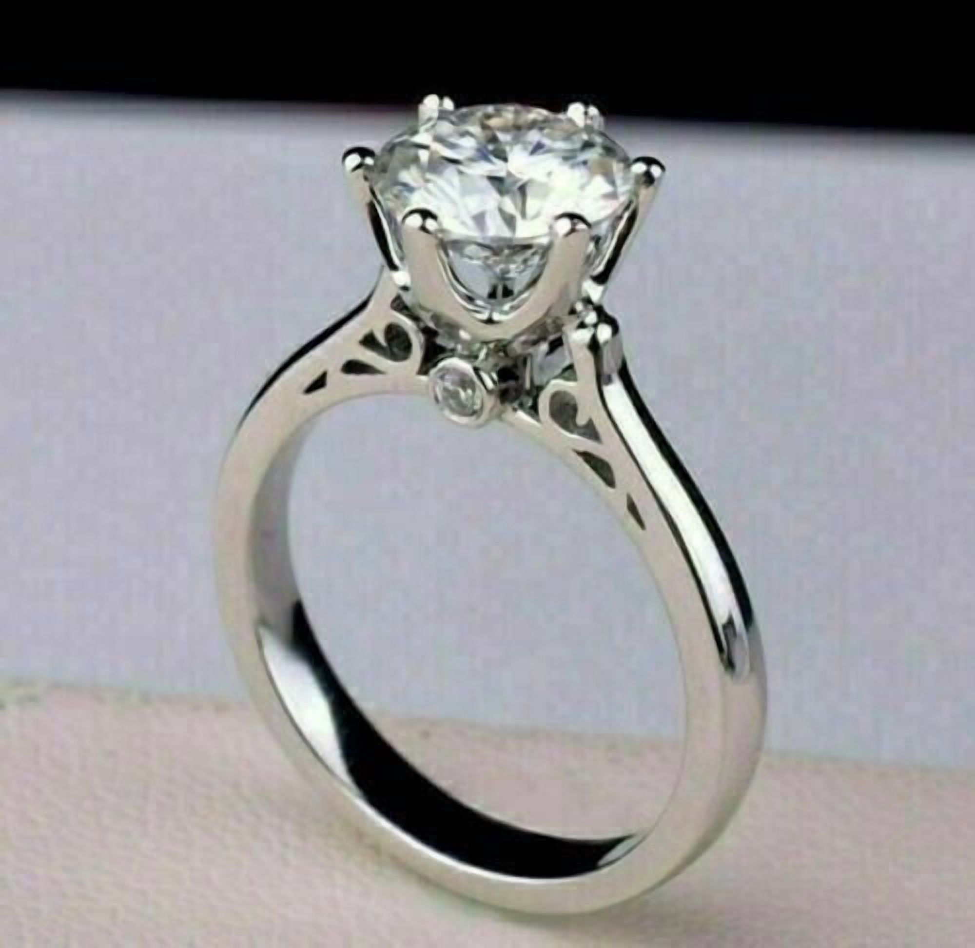 1.25Ct Round Cut Simulated Diamond Solitaire Engagement Wedding Ring ...