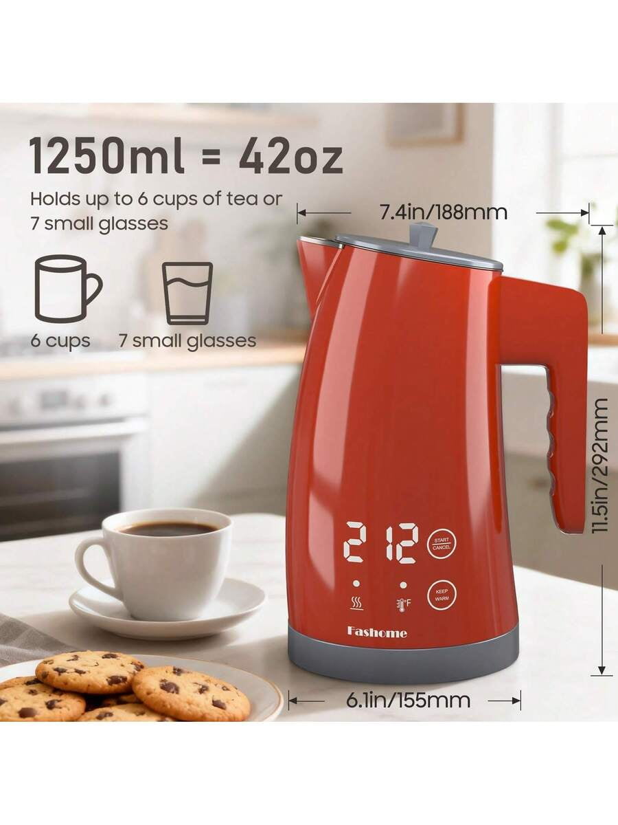 1.25L Electric Kettle, Digital Display, 5-Temperature Control, 304 ...
