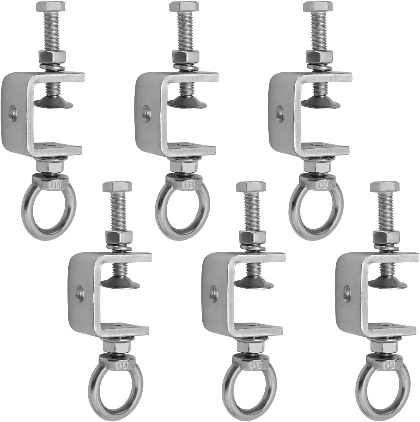 1" 25mm C-Clamps, 6PCS Stainless Steel Beam Clamp with M8 Stainless ...